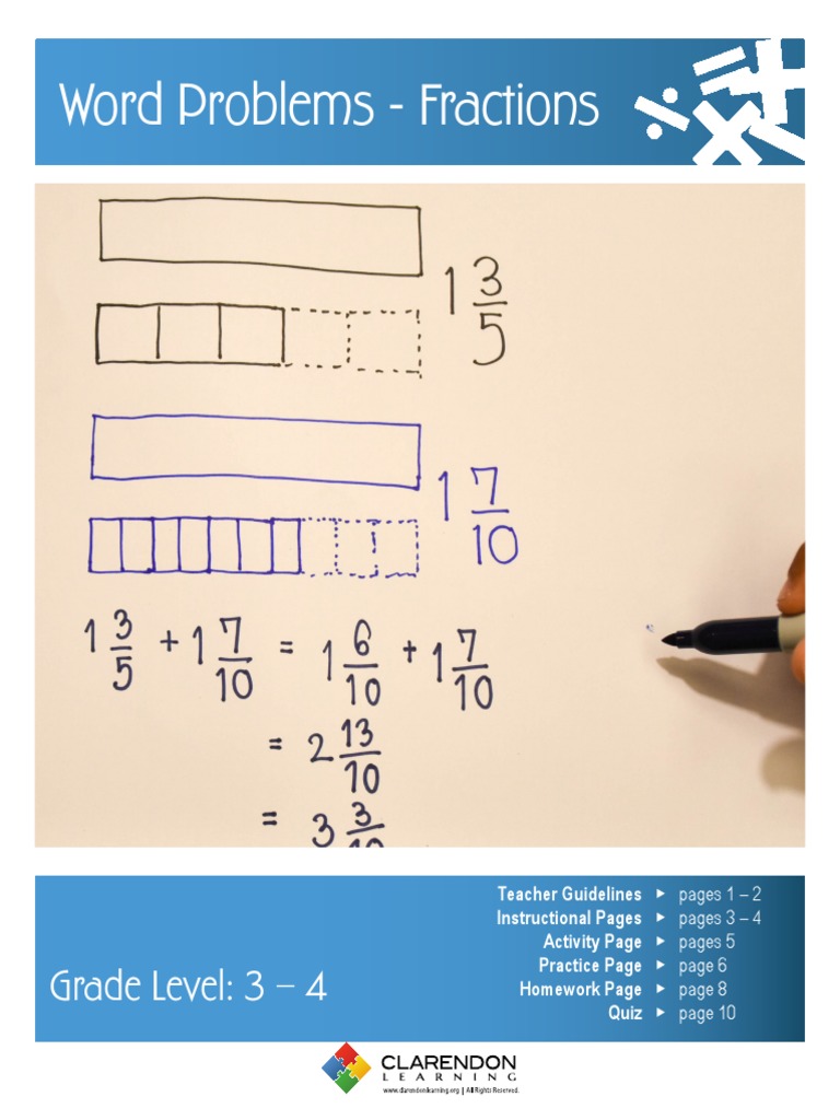 Word Problems - Fractions: Grade Level: 3 - 4 | PDF