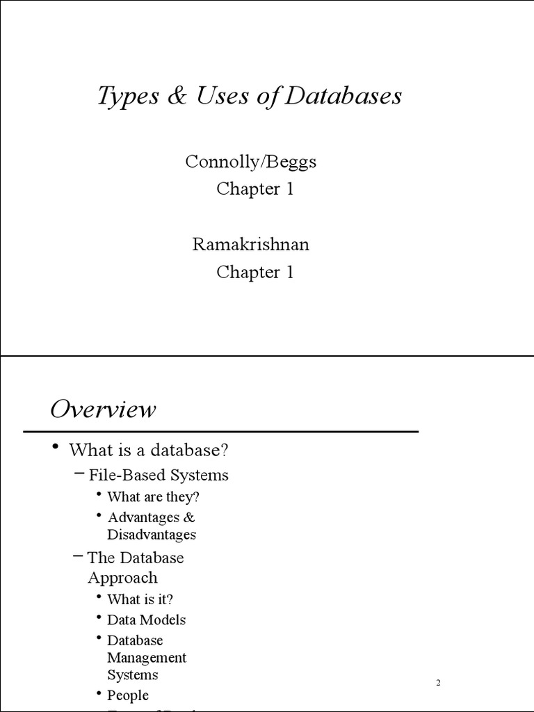 Types & Uses of Databases: Connolly/Beggs Ramakrishnan | PDF ...