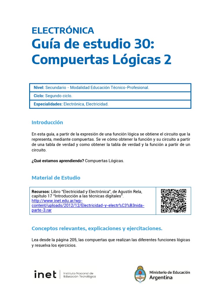 ELECTRONICA - Guía30 - Compuertas Lógicas 2 | PDF | Puerta lógica | Diseño electronico