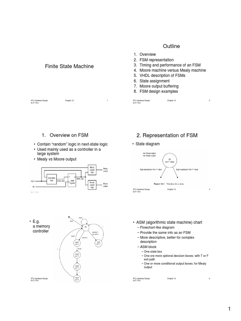 Outline: 1. Overview On FSM | PDF | Computing | Electronic Engineering