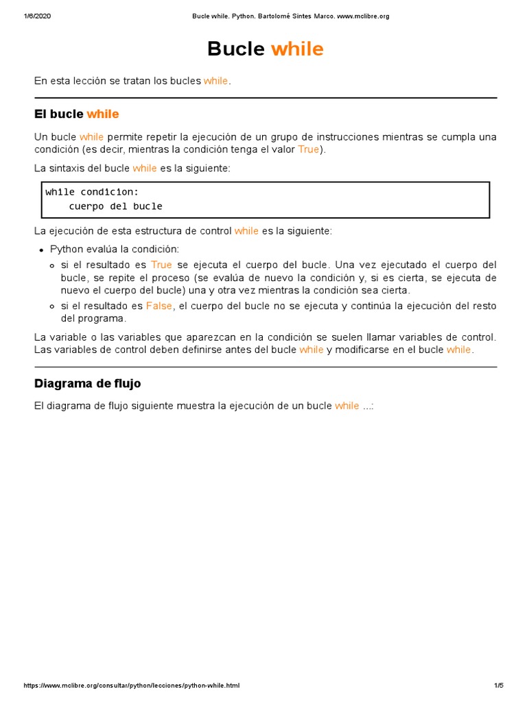 Bucle While en Python | PDF | Python (lenguaje de programación) | Flujo de control
