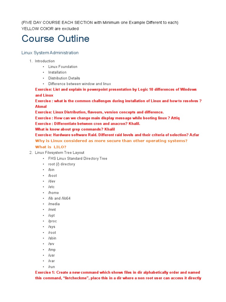 Linux Admin Outline | PDF | File System | Ip Address