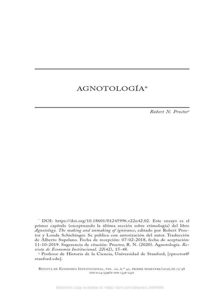 Agnotología de Robert N Proctor | PDF | Nicotina | Conocimiento
