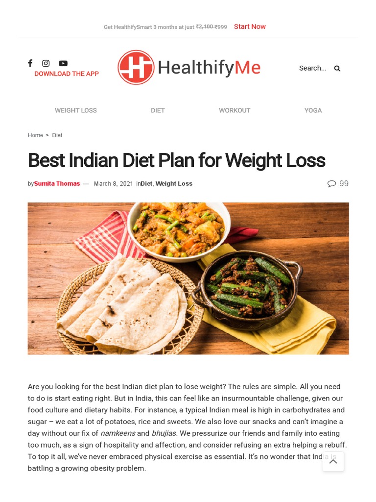 Best Indian Diet Plan For Weight Loss: Download The App | PDF | Dieting ...