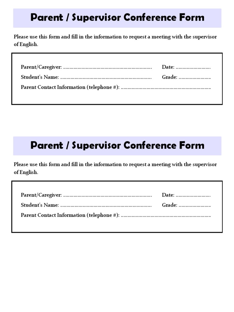 Parent / Supervisor Conference Form | PDF