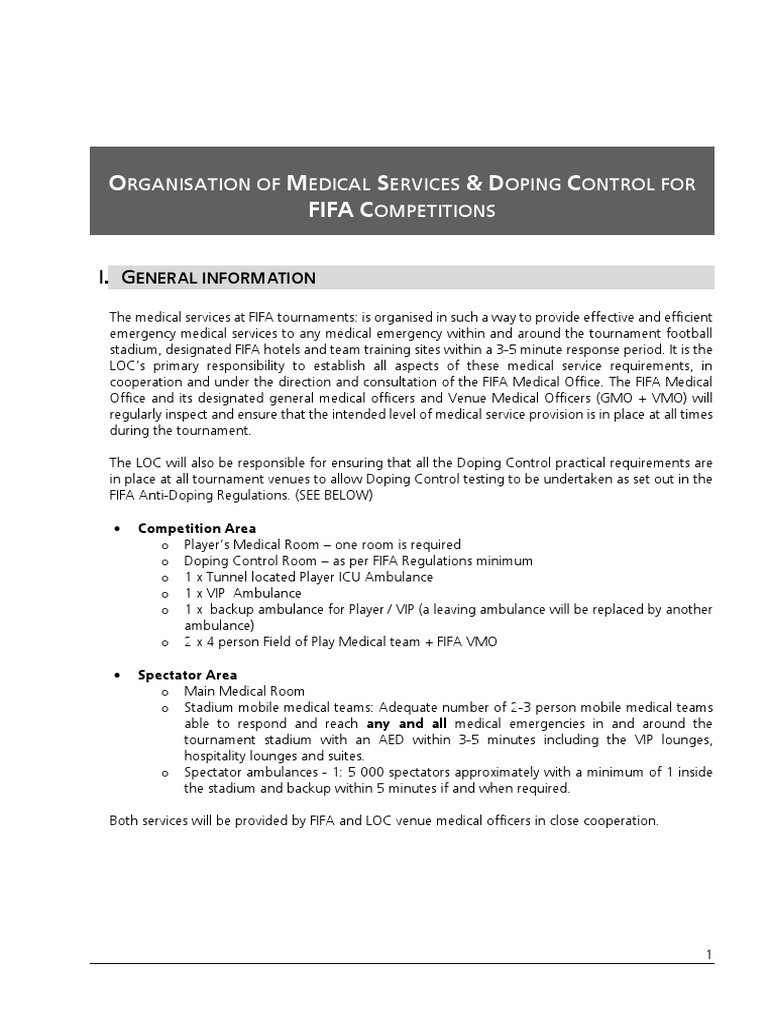 Medical Facilities Required by FIFA | PDF | Health Care | Intravenous ...