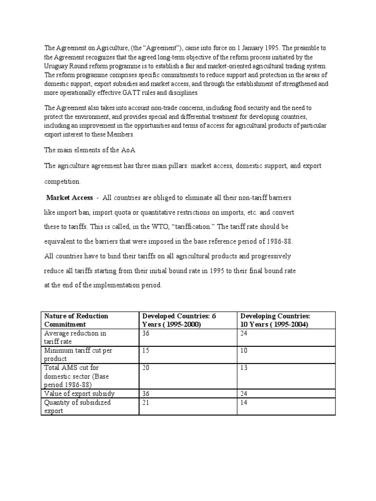 Overview of the Agreement on Agriculture | PDF | Subsidy | Trade
