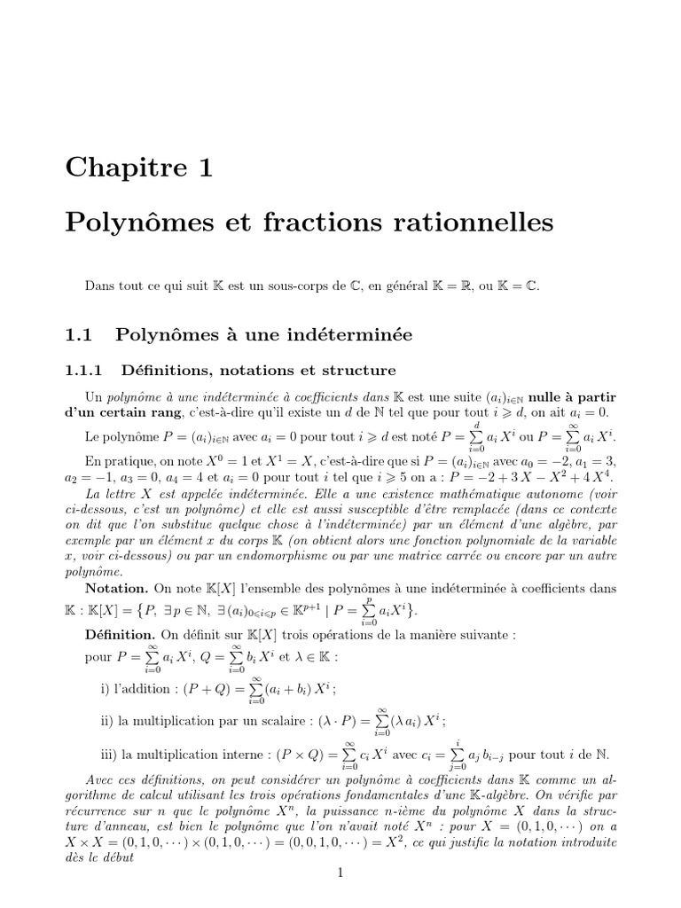 Polynômes et fractions rationnelles | PDF | Zéro d'une fonction | Polynôme