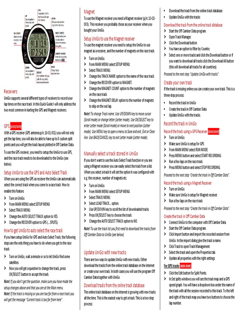 UniGo Quick Guide: Tracks & Receivers | PDF | Usb Flash Drive | Usb