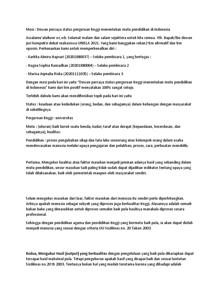 Mosi Status Pendidikan | PDF | Karier & Perkembangan