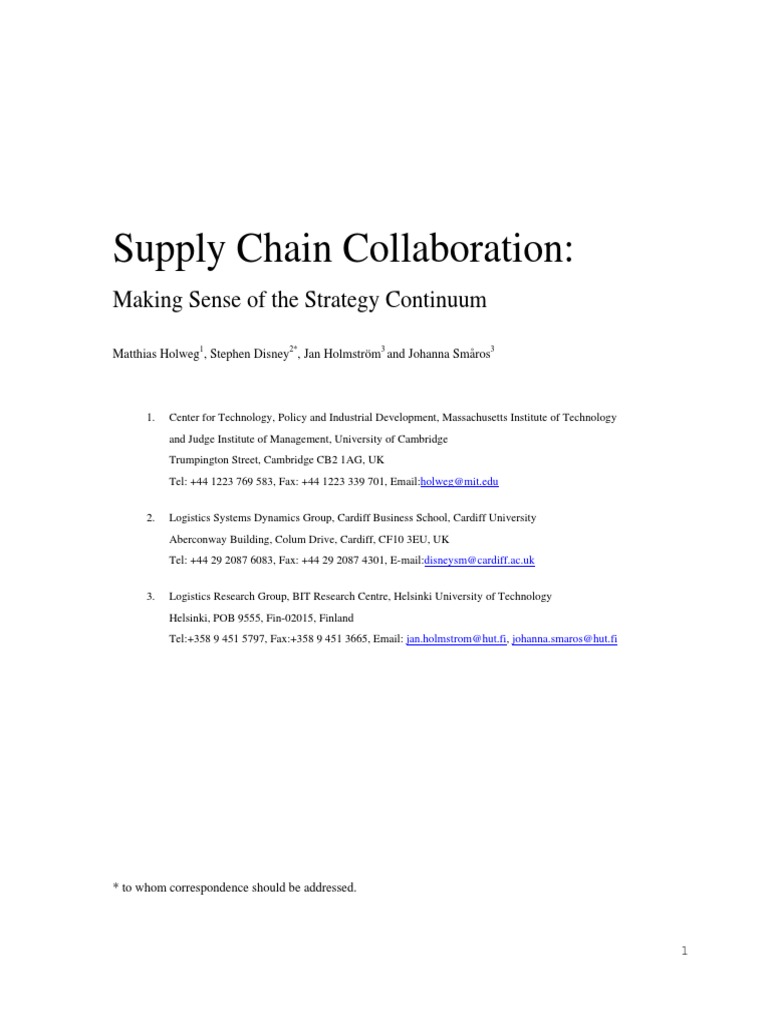 Collaboration Strategy Continuum | PDF | Supply Chain | Inventory