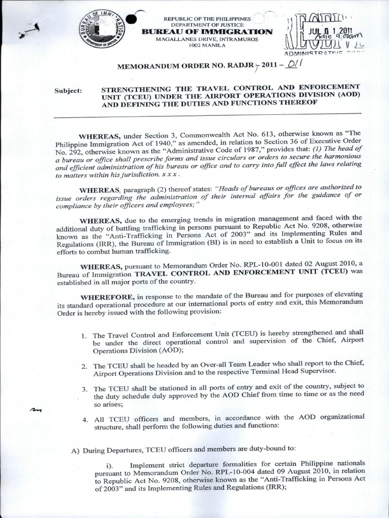 Travel Control and Enforcement Unit | PDF