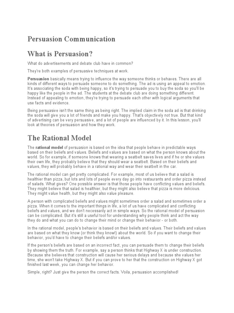 Persuasion Communication What Is Persuasion? | PDF | Persuasion ...