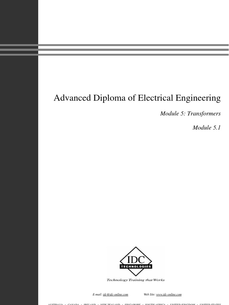 Advanced Diploma of Electrical Engineering: Module 5: Transformers ...
