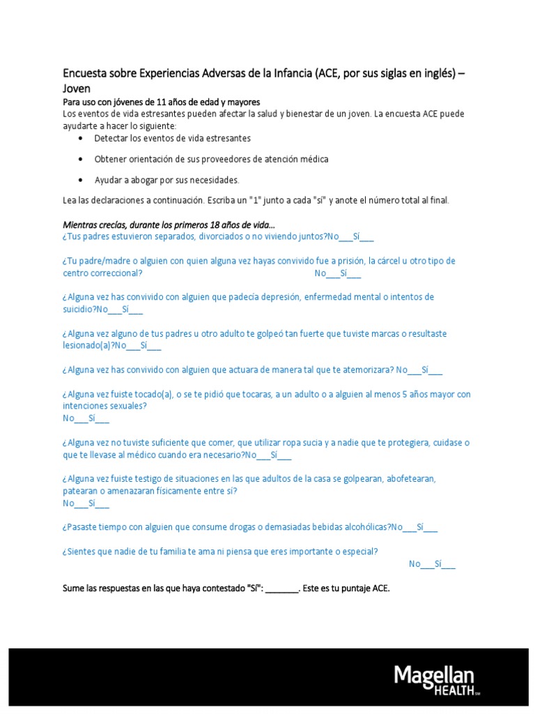 Aces Survey Esa-Juventud Final | PDF | Salud y bienestar | Estilo de vida