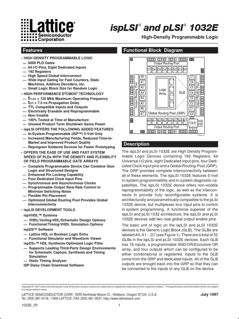 Isplsi and Plsi 1032E: High-Density Programmable Logic | PDF | Vhdl ...