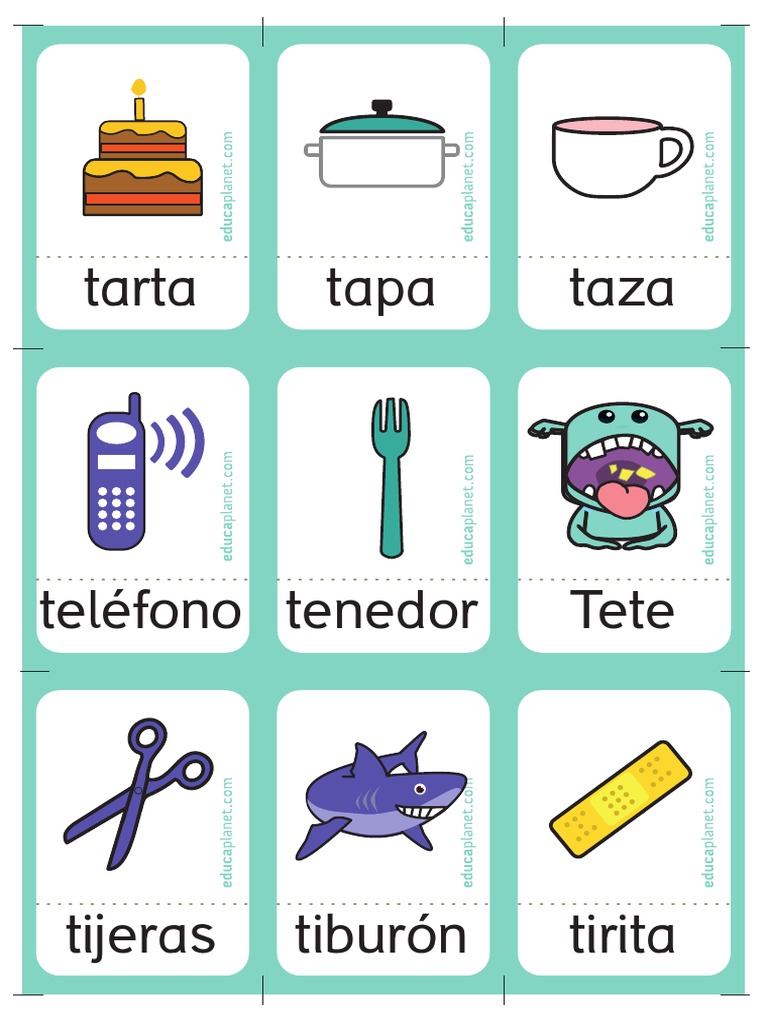 Tarjetas Palabras Silabas Ta Puzle | PDF