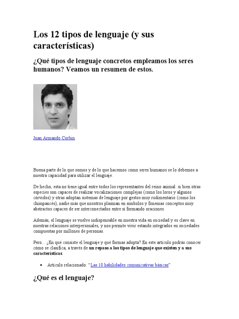 Tipos de Lenguaje y sus Características | PDF | Comunicación ...