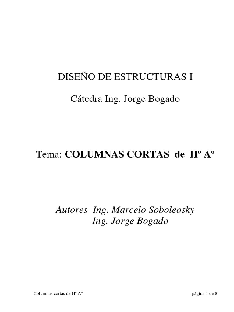 Columna Corta de H°A° | PDF | Hormigón | Química
