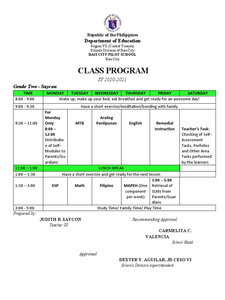 Grade 2 Classroom Program New Normal | PDF | Learning | Behavior ...