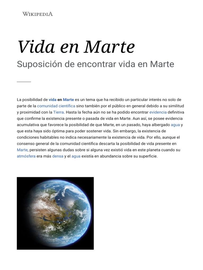 Vida en Marte | PDF | Vida en Marte | Ciencia planetaria