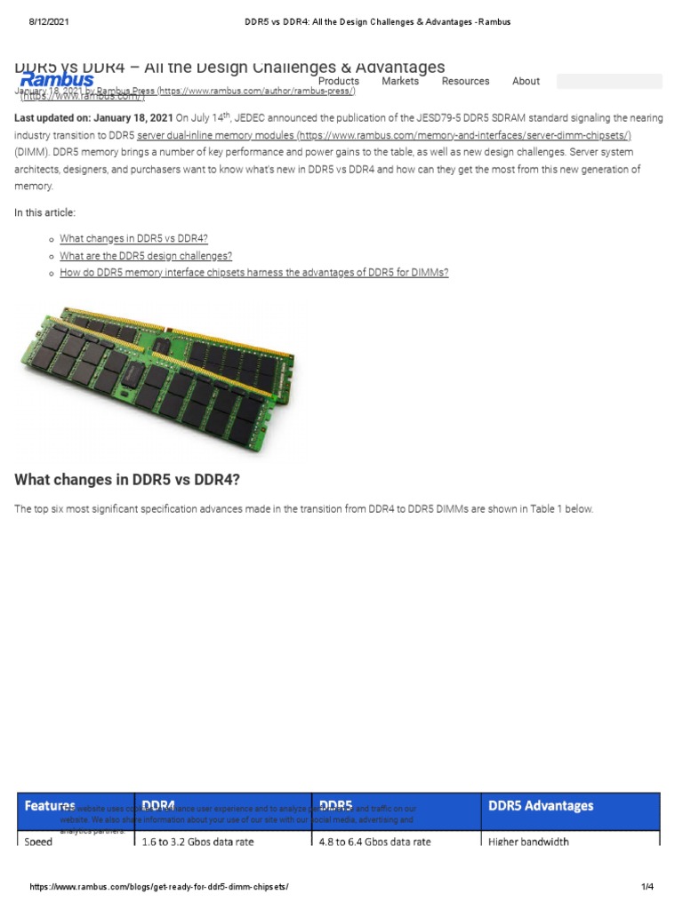 DDR5 Vs DDR4 - All The Design Challenges & Advantages - Rambus | PDF | Dynamic Random Access ...