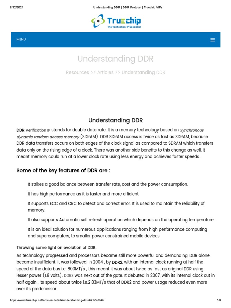 Understanding DDR - DDR Protocol - Truechip VIPs | PDF | Dynamic Random Access Memory | Laptop
