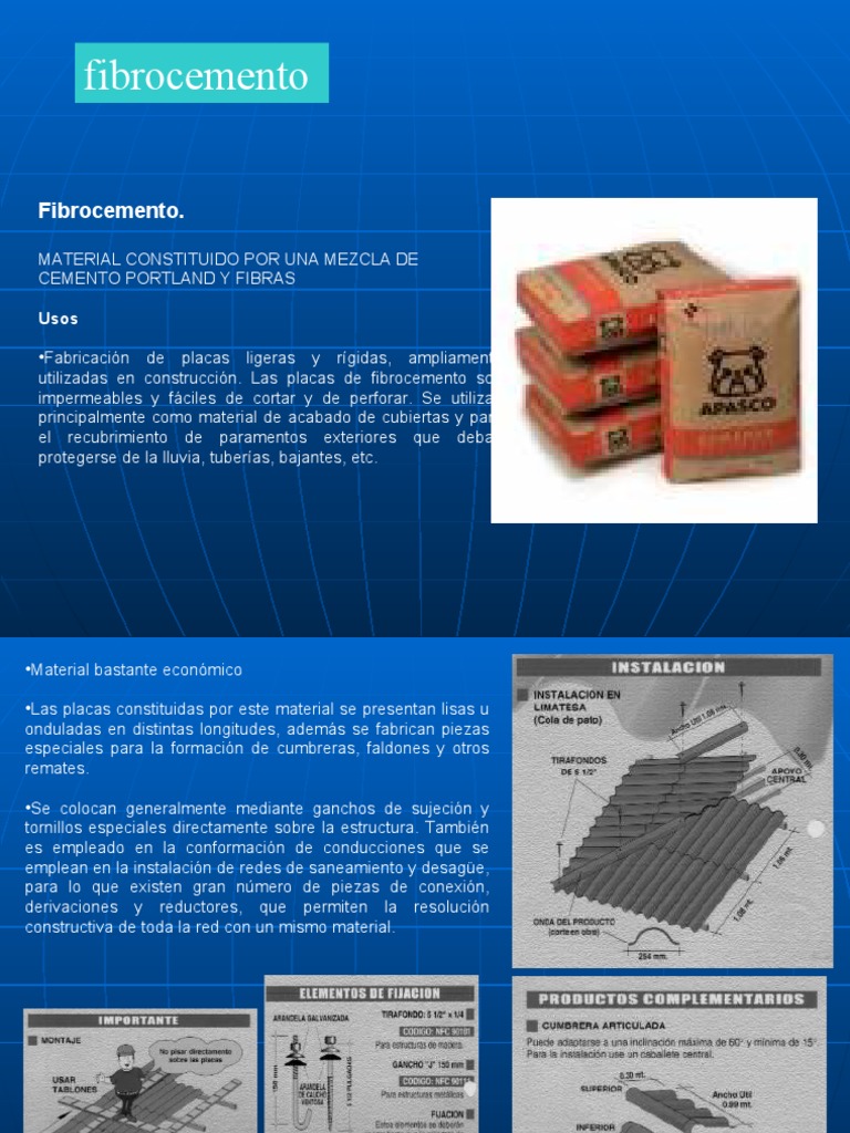 Tema 5 Fibrocem-Placas | PDF | Materiales | Ingeniería de Edificación