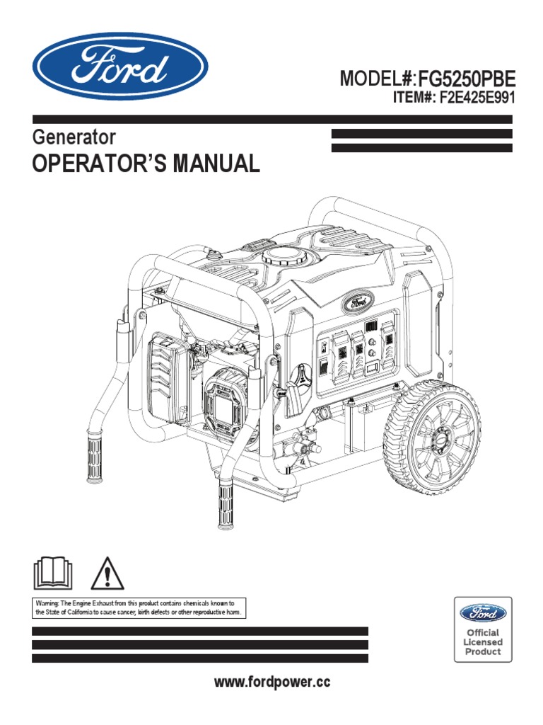 Ford FG5250PBE Generator Manual | PDF | Ac Power Plugs And Sockets ...