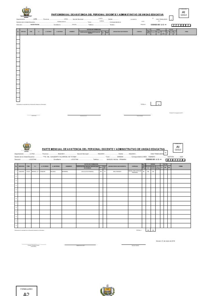 Parte Mensual 2018 | PDF
