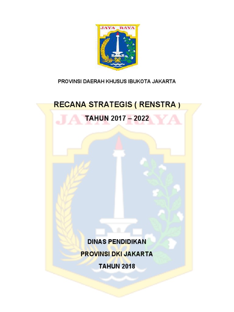 1 - Recana Strategis Renstra Dinas Pendidikan Provinsi Dki Jakarta | PDF