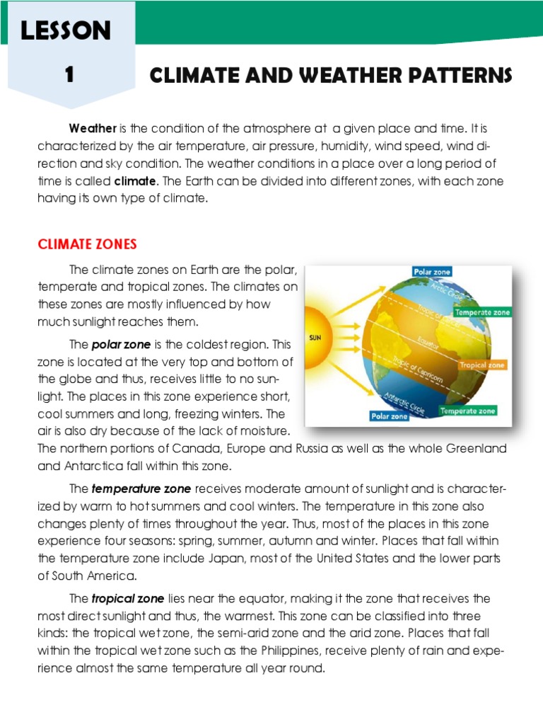 Climate and Weather Patterns (Lessons) 1 | PDF | Climate | Atmosphere ...