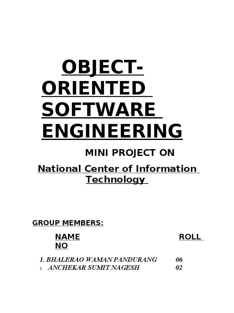 Object-Oriented Software Engineering: Mini Project On National Center of Information Technology ...