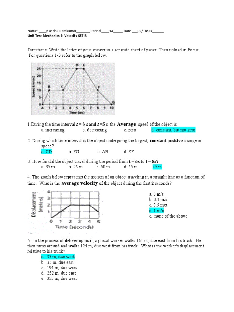 Velocity and Displacement in Motion | PDF | Speed | Velocity