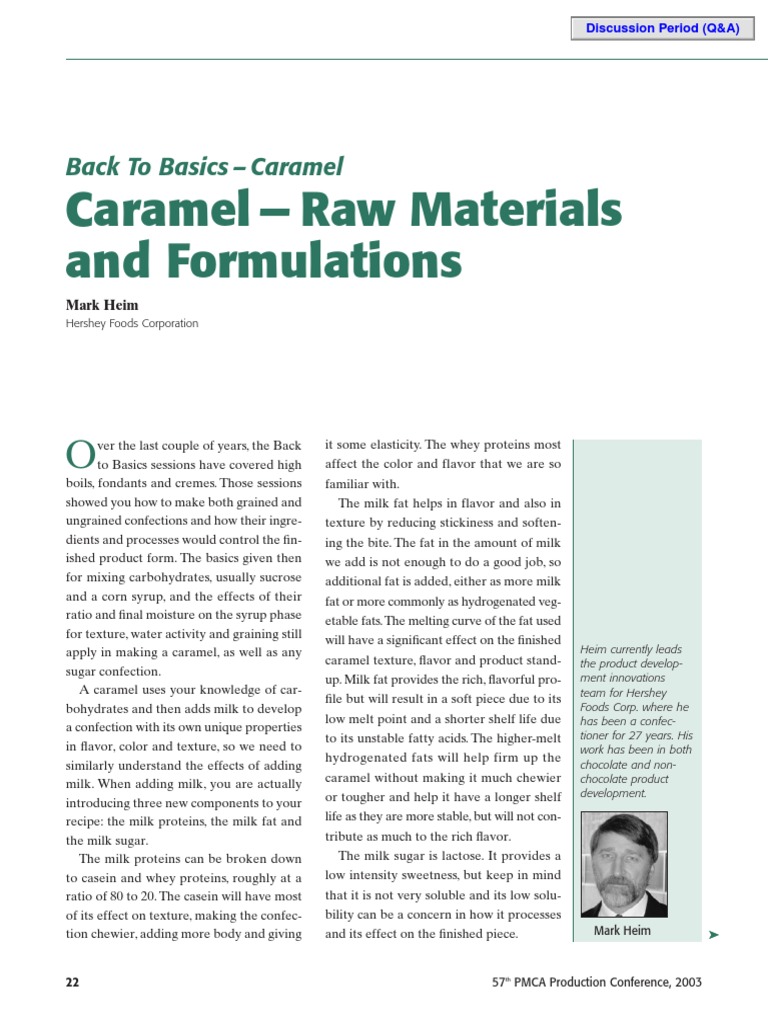 Caramel - Raw Materials and Formulations: Back To Basics - Caramel ...