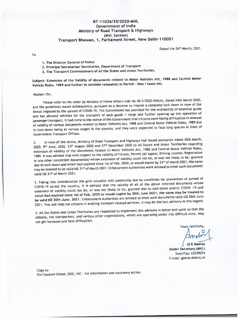 Vehicle Document Validity Extension | PDF | Justice | Crime & Violence
