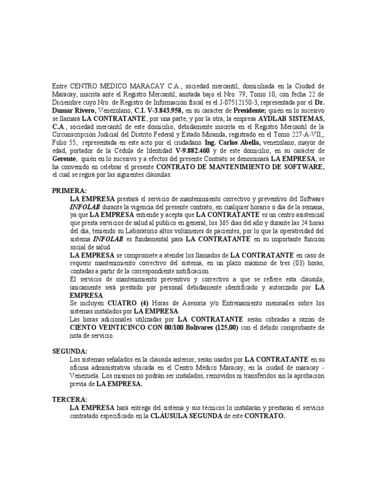 Contrato Software Infolab II | PDF