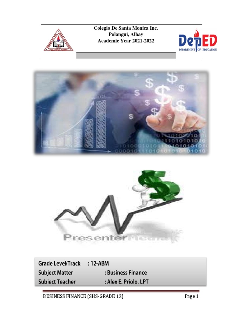 Business Finance for SHS Grade 12 | PDF | Stocks | Banks