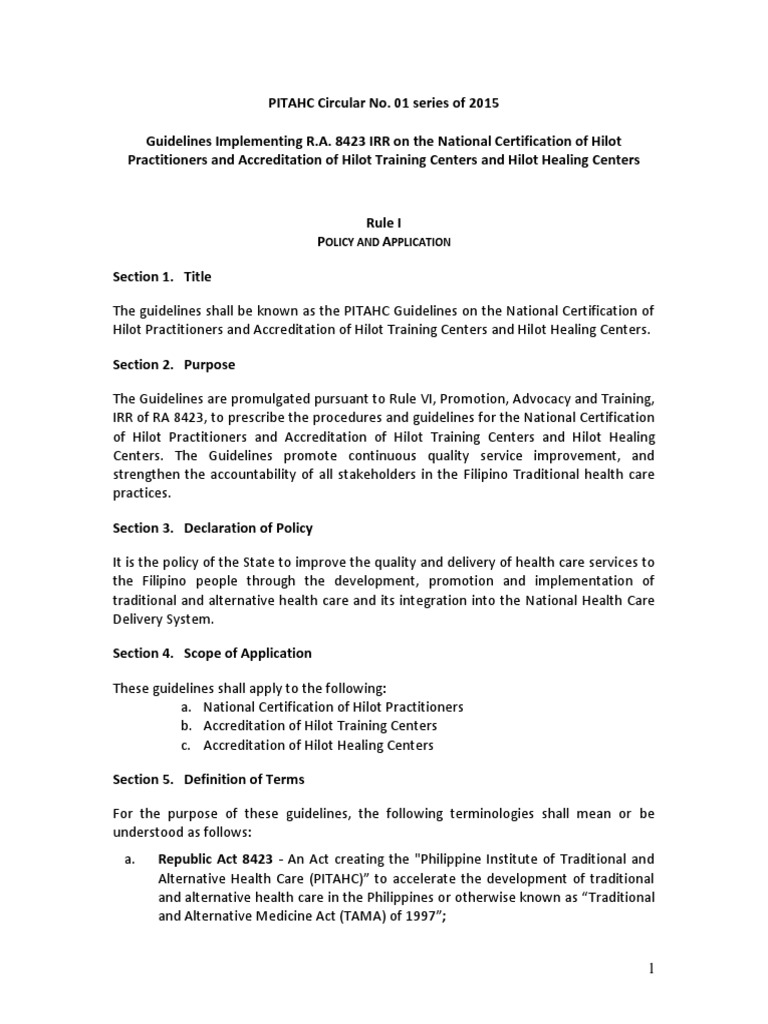 National Certification Guidelines for Hilot | PDF | Medicine ...