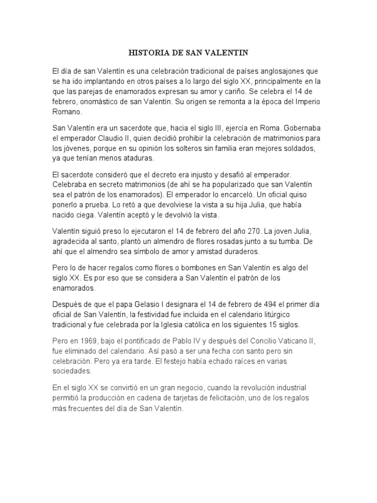 Historia de San Valentin | PDF
