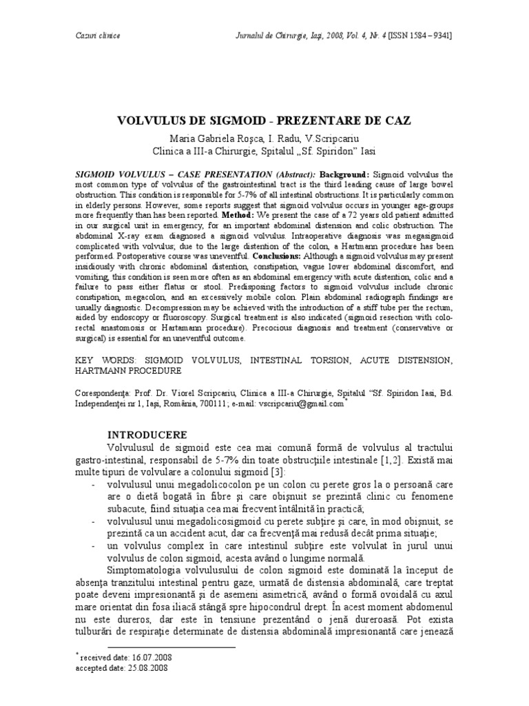 01 Volvulus Sigmoid Scripcariu | PDF