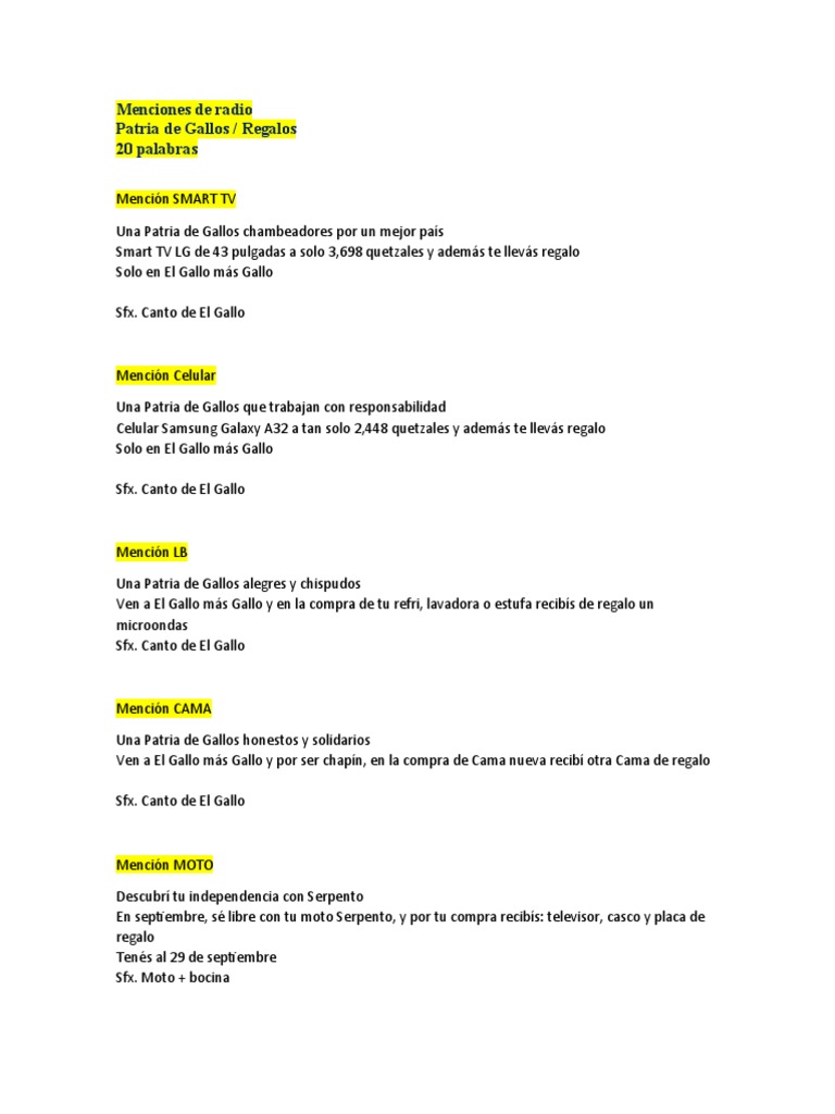 Ejemplo de Menciones de Radio | PDF