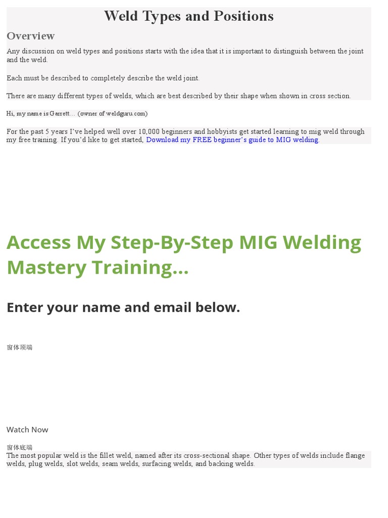 Weld Types and Positions | PDF | Welding | Construction