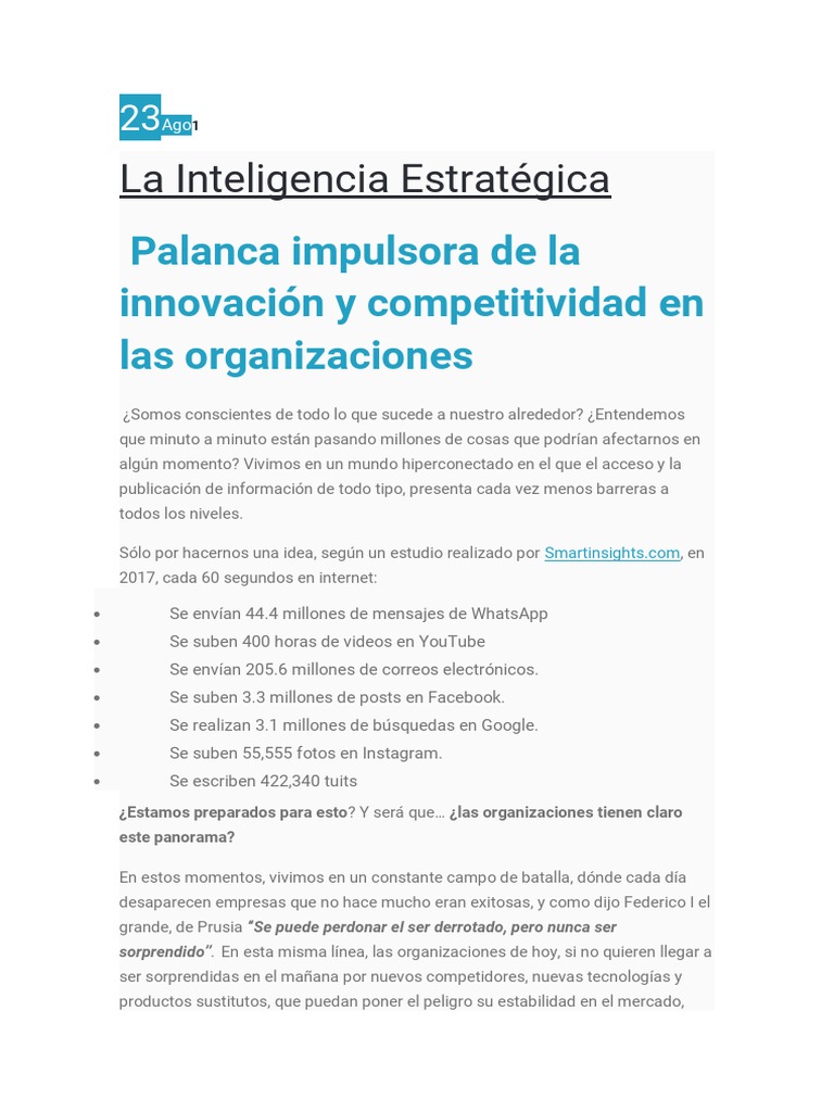 Inteligencia Estrategica | PDF | Planificación estratégica