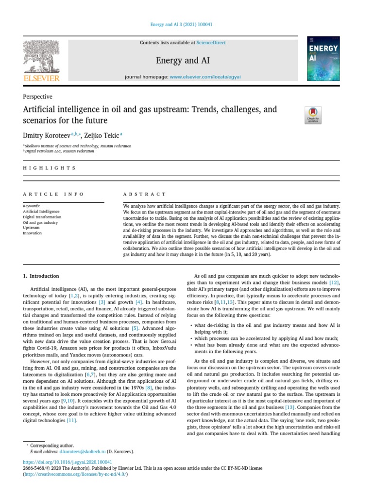 Artificial Intelligence in Oil and Gas Upstream | PDF | Artificial Intelligence | Intelligence ...