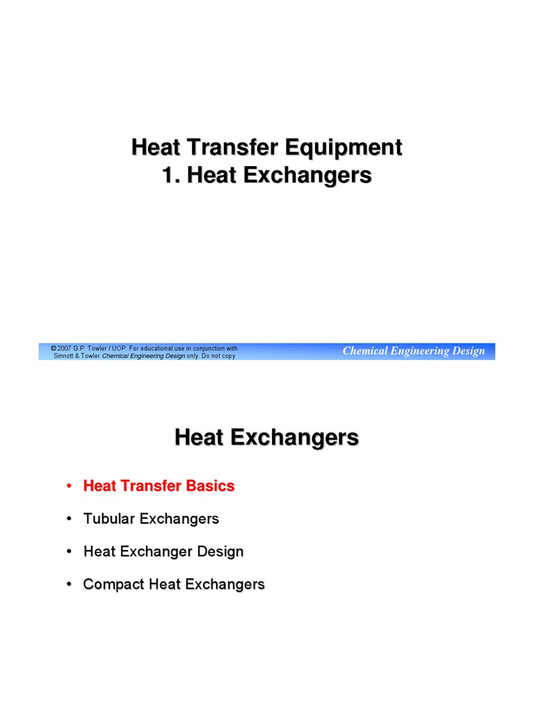 Heat Transfer Equipment 1. Heat Exchangers | PDF | Heat Exchanger ...