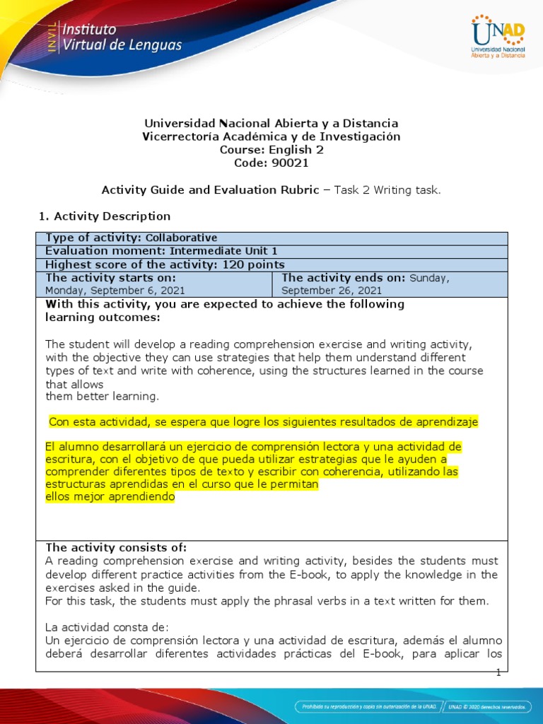 Guía de Actividad y Rubrica de Evaluación - Tarea 2: Escritura en ...