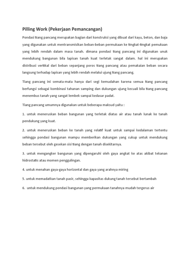 Pilling Work | PDF | Teknologi & Rekayasa