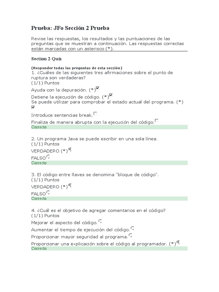 Respuestas y Puntuaciones de Prueba de Programación | PDF | Objeto (informática) | Java ...