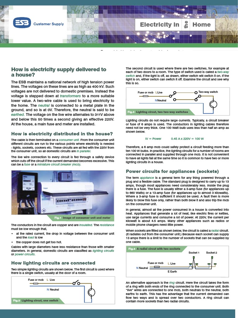 Electricity in The Home | PDF | Fuse (Electrical) | Ac Power Plugs And Sockets